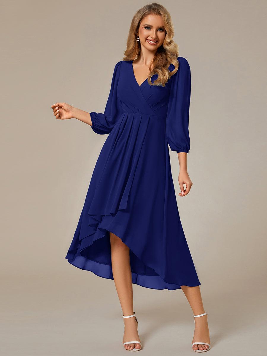 Robe de soirée en mousseline avec col en V et manches 3/4 élégantes ...
